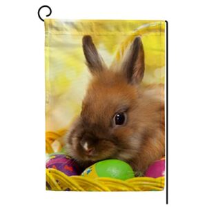 my little nest seasonal garden flag easter eggs rabbit basket vertical garden flags double sided for home farmhouse yard holiday flag outdoor decoration banner 12″x18″