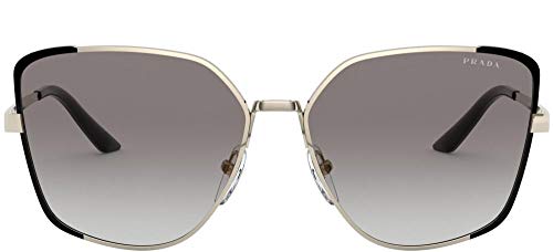 Prada PR 60XS AAV0A7 Pale Gold Black Metal Butterfly Sunglasses Grey Gradient Lens