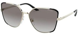 prada pr 60xs aav0a7 pale gold black metal butterfly sunglasses grey gradient lens