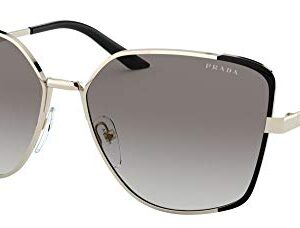 Prada PR 60XS AAV0A7 Pale Gold Black Metal Butterfly Sunglasses Grey Gradient Lens