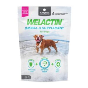 nutramax welactin daily omega-3 supplement for dogs, skin & coat health plus overall health, 60 soft chews