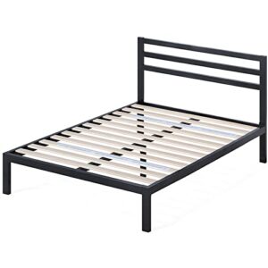 zinus arnav metal platform bed frame with headboard / wood slat support / no box spring needed / easy assembly, full