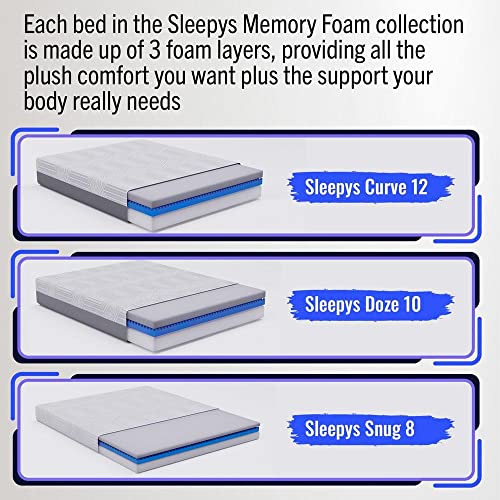 Sleepy's by Mattress Firm | Memory Foam Snug Mattress | Twin | 8" Medium Comfort | Pressure Relief | Moisture Wicking Breathable | Adjustable Base Friendly