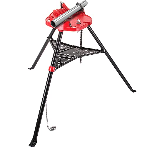 RIDGID 10883 Model 418 Oiler with Premium Thread Cutting Oil, Silver & Mophorn 460-6 Tripod Pipe Chain Vise 1/8"-6" Capacity,Pipe Stand Portable Foldable Steel Legs,Pipe Jack Stands w/Tool Tray