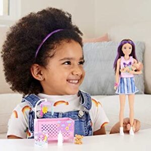 Barbie Doll and Crib Playset with Skipper Doll, Baby with Sleepy Eyes, Furniture and Themed Accessories, Babysitters Inc.