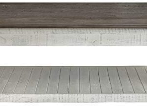 Signature Design by Ashley Havalance Farmhouse Lift Top Coffee Table with Fixed Shelf and 2 Hidden Storage Trays, Gray & White with Weathered Finish