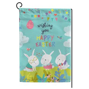 my little nest seasonal garden flag easter bunnies vertical garden flags double sided for home farmhouse yard holiday flag outdoor decoration banner 12″x18″