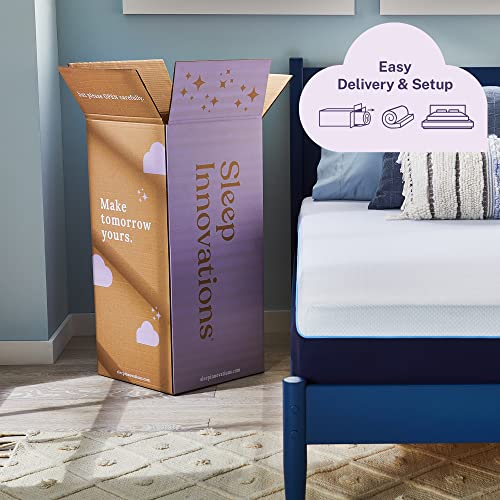 Sleep Innovations Marley 12 Inch Cooling Gel Memory Foam Mattress with Airflow Channel Foam for Breathability, Queen Size, Bed in a Box, Medium Firm Support