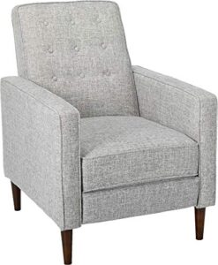 gdfstudio macedonia mid century modern tufted back fabric recliner (light grey tweed).