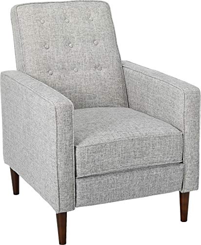 GDFStudio Macedonia Mid Century Modern Tufted Back Fabric Recliner (Light Grey Tweed).