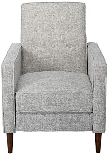 GDFStudio Macedonia Mid Century Modern Tufted Back Fabric Recliner (Light Grey Tweed).