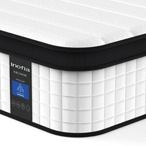 inofia full mattress, 12 inch hybrid innerspring full mattress in a box, cool bed with breathable soft knitted fabric cover, 101 risk-free nights trial, full size