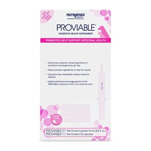 nutramax proviable digestive health supplement kit with multi-strain probiotics and prebiotics for cats and small dogs, with 7-strains of bacteria, 15 ml paste and 10 capsules