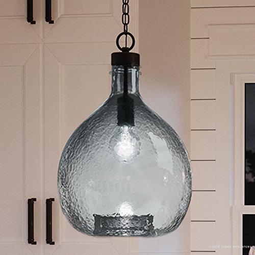 Urban Ambiance Luxury Modern Farmhouse Pendant Light, Medium Size: 20.375" H x 13" W, with Mediterranean Style Elements, Olde Bronze Finish, UHP2771 from The Hobart Collection