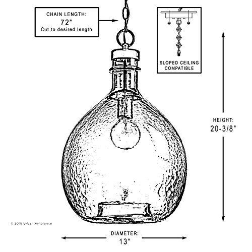 Urban Ambiance Luxury Modern Farmhouse Pendant Light, Medium Size: 20.375" H x 13" W, with Mediterranean Style Elements, Olde Bronze Finish, UHP2771 from The Hobart Collection