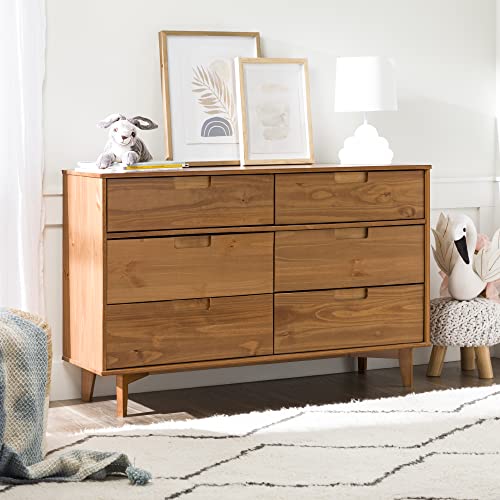 Home Accent Furnishings Transitional Farmhouse Framed 6-Drawer Dresser with Cup Handles - Caramel