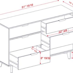 Home Accent Furnishings Transitional Farmhouse Framed 6-Drawer Dresser with Cup Handles - Caramel