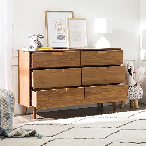 Home Accent Furnishings Transitional Farmhouse Framed 6-Drawer Dresser with Cup Handles - Caramel