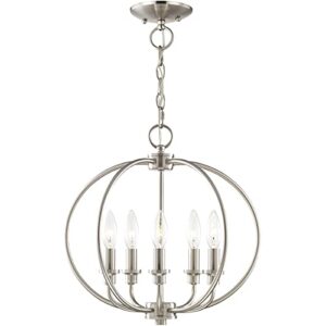 livex lighting 4665-91 milania 5-light convertible hanging lantern/ceiling mount, brushed nickel