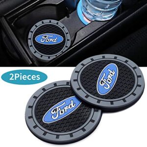 2Pcs Silicone Non-Slip Car Cup Holder Coasters Suitable for Ford 2017 2018 2019 2020 2021 2022 Mustang Explorer Edge Fusion F150 F250 F350 F450 F550 Car Interior Accessories (2.75 Inch)