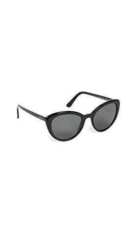 Prada PR 02VS 1AB5S0 Black Plastic Cat-Eye Sunglasses Grey Lens