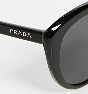 Prada PR 02VS 1AB5S0 Black Plastic Cat-Eye Sunglasses Grey Lens