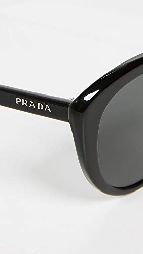 Prada PR 02VS 1AB5S0 Black Plastic Cat-Eye Sunglasses Grey Lens