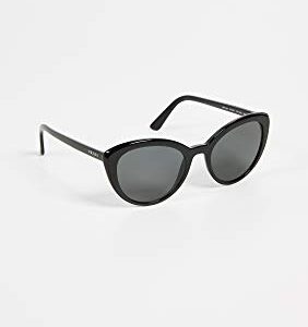 Prada PR 02VS 1AB5S0 Black Plastic Cat-Eye Sunglasses Grey Lens