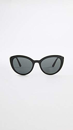 Prada PR 02VS 1AB5S0 Black Plastic Cat-Eye Sunglasses Grey Lens