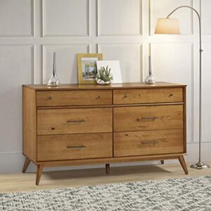 camaflexi mid-century solid wood dresser / 6 drawers/castanho finish