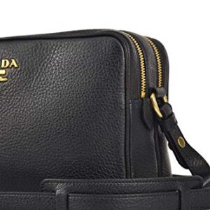 Prada Women's Black Bandoliera Vitello Phenix Leather Crossbody Bag 1BH079