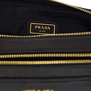 Prada Women's Black Bandoliera Vitello Phenix Leather Crossbody Bag 1BH079