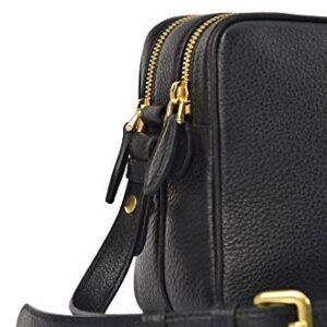 Prada Women's Black Bandoliera Vitello Phenix Leather Crossbody Bag 1BH079