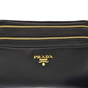 Prada Women's Black Bandoliera Vitello Phenix Leather Crossbody Bag 1BH079