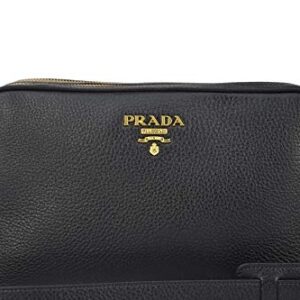 Prada Women's Black Bandoliera Vitello Phenix Leather Crossbody Bag 1BH079