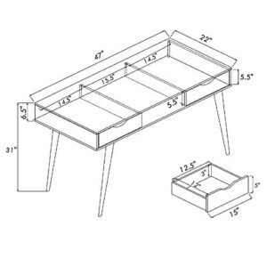 Tangkula Mid Century Desk with Drawers, Writing Computer Desk with Spacious Desktop & Sturdy Construction, Compact Laptop Table Workstation, Desk for Bedroom Home Office (Walnut)