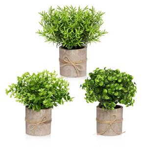 farmhouse decor for the home, farmhouse bathroom decorations – modern farmhouse decorations for farmhouse bathroom or farmhouse table – eucalyptus plant rustic set of 3 artificial plants (green)