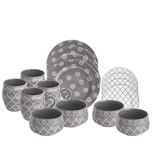 MOROCCAN GREY 16 PIECE DINNERWARE SET