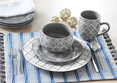 MOROCCAN GREY 16 PIECE DINNERWARE SET