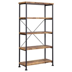 coaster home furnishings bookcase, antique nutmeg and black