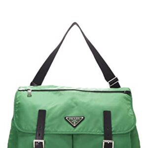 Prada, Pre-Loved Green Tessuto Double Buckle Messenger Large, Green