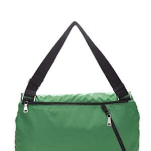 Prada, Pre-Loved Green Tessuto Double Buckle Messenger Large, Green