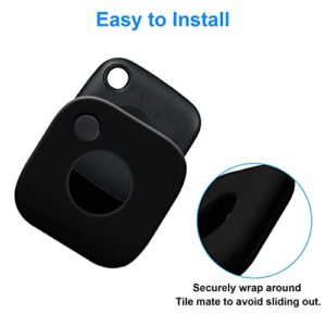 Silicone Case for Tile Mate 2022 Tracker, Scratch Shock Cover with Keychain, Finder and Item Locator Soft Protection Sleeve Skin Cover for Carabiner, Keys, Bags, Cat Dog Collar Holder, Black