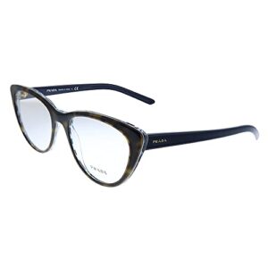 prada millennials pr 05xv 5121o1 havana blue chess plastic cat-eye eyeglasses 51mm