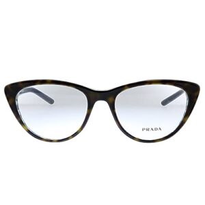 Prada Millennials PR 05XV 5121O1 Havana Blue Chess Plastic Cat-Eye Eyeglasses 51mm