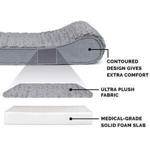 Furhaven XXL Orthopedic Dog Bed Ultra Plush Faux Fur & Suede Luxe Lounger w/ Removable Washable Cover - Gray, Jumbo Plus (XX-Large)