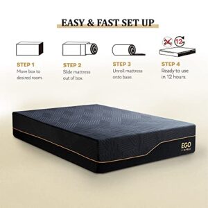 EGOHOME 14 Inch King Memory Foam Mattress for Back Pain, Cooling Gel Mattress Bed in a Box, Made in USA, CertiPUR-US Certified, Therapeutic Medium Mattress, 76”x80”x14”, Black