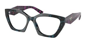 prada pr 09yv teal tortoise 54/18/140 women eyewear frame