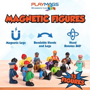 Playmags Magnetic Figures-Community Figures Set of 15 Pieces - Play People Perfect for Magnetic Tiles - STEM Learning Toys Children - Magnetic Tiles Expansion Pack