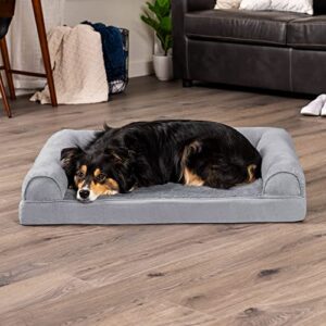 Furhaven Large Orthopedic Dog Bed Plush & Suede Sofa-Style w/ Removable Washable Cover - Gray, Large